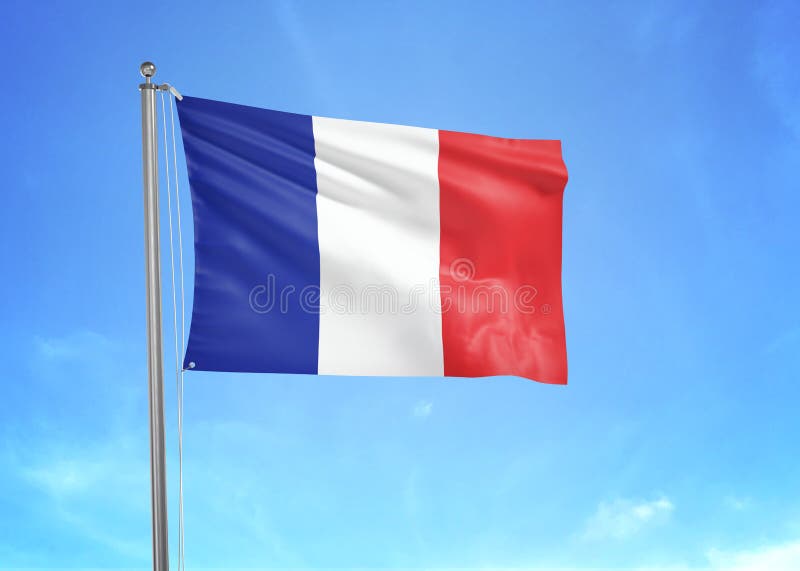 France Flag Waving Sky Background 3D Illustration Stock Illustration ...