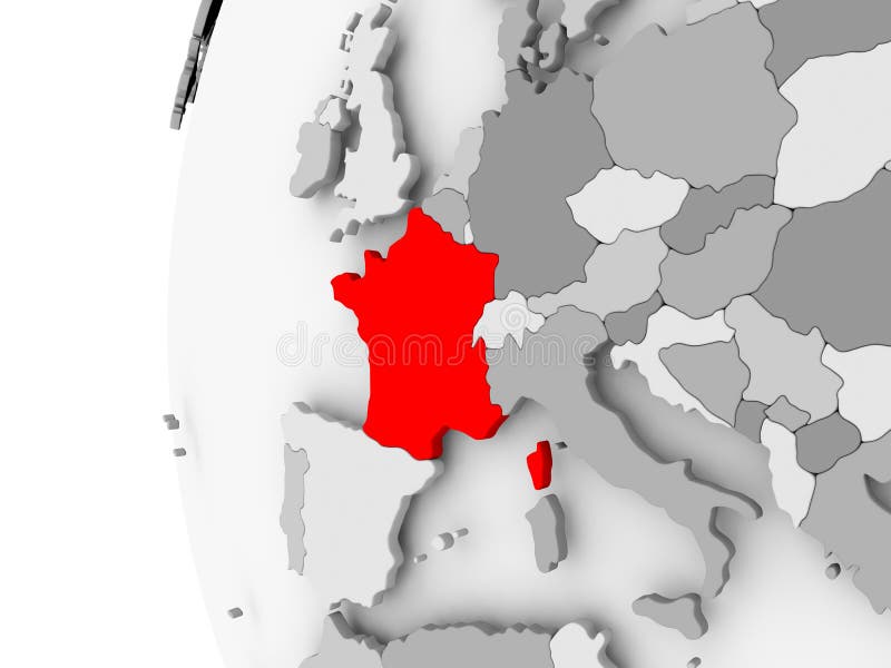 France on grey 3D map stock illustration. Illustration of render - 73282318