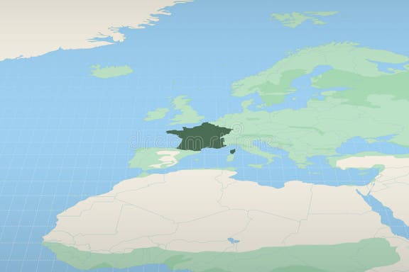 France Highlighted on a Detailed Map, Geographic Location of France ...