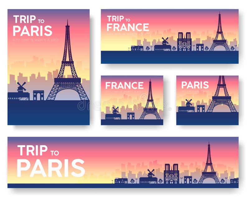 France Landscape Vector Banners Set. Vector Design Illustration Stock ...