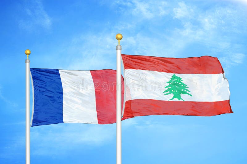 Lebanon Vs France, French Smoky Mystic Flags Placed Side by Side. Thick ...