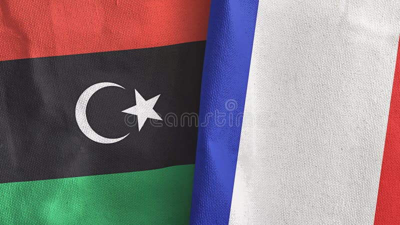 France and Libya Realistic Flag â€“ Fabric Texture Illustration Stock ...