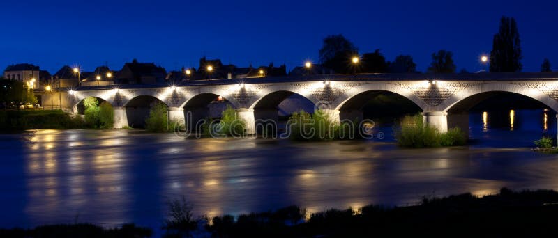France, Loire Valley, Amboise, Bridge Over Loire River Stock Photo ...