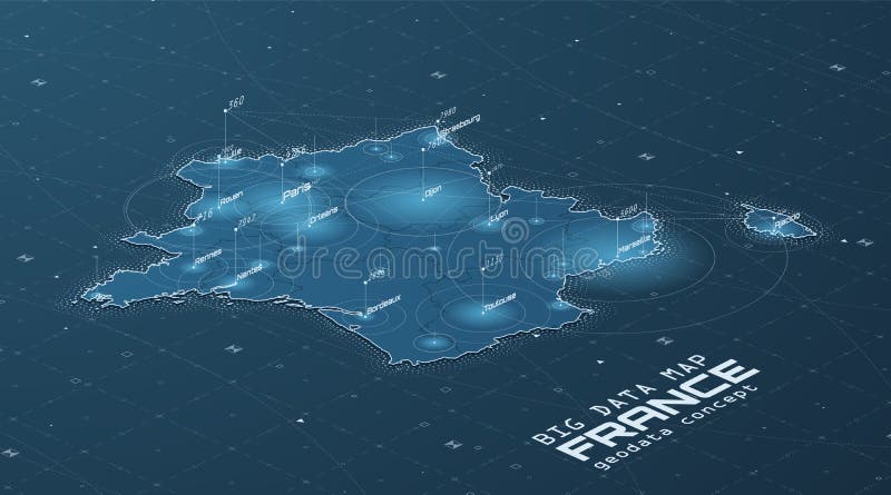France Map Big Data Visualization. Futuristic Map Infographic ...