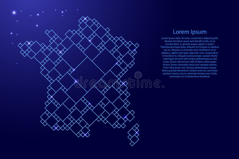 France Map from Blue Pattern from a Grid of Squares of Different Sizes ...