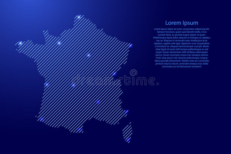 France Map from Blue Pattern Slanted Parallel Lines and Glowing Space ...