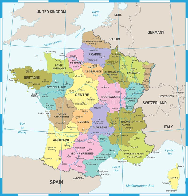 France Map - Vector Illustration Stock Illustration - Illustration of ...