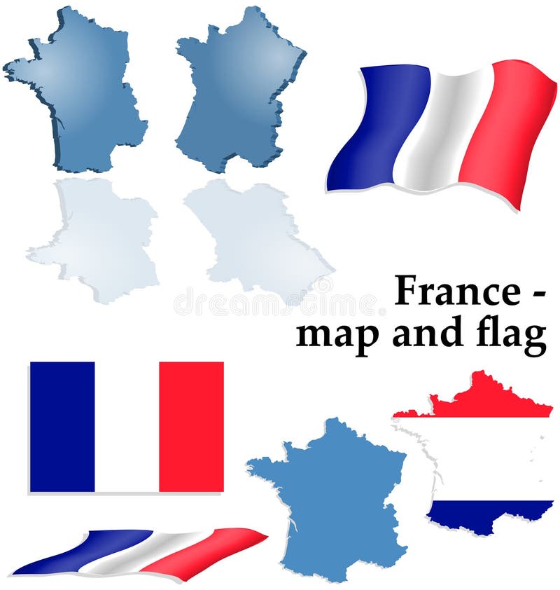 France - map and flag set stock vector. Illustration of state - 10042209