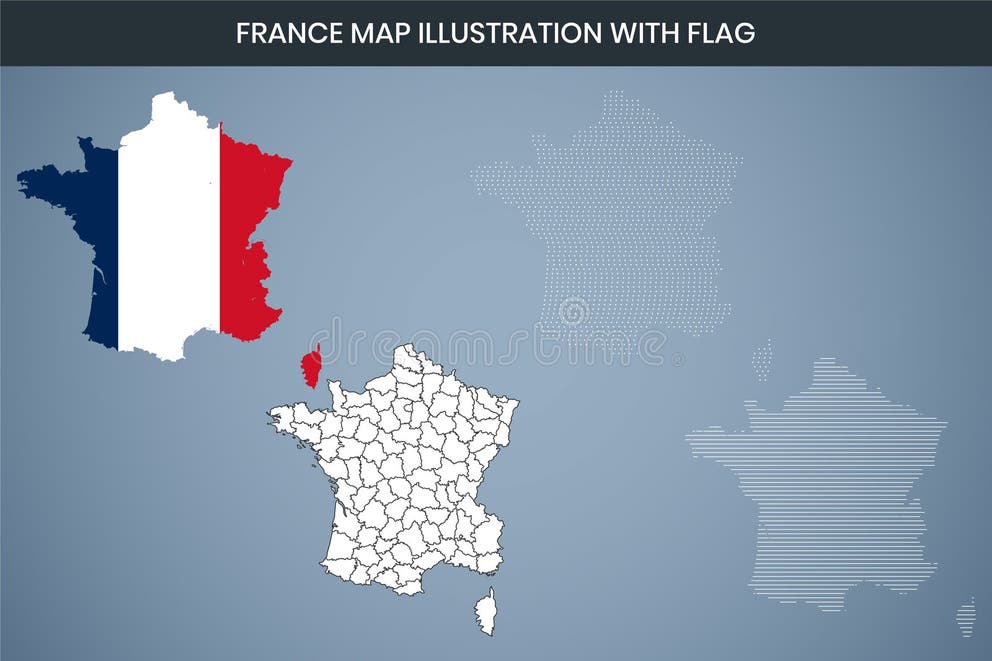 France Map Illustration with Flag in Different Style Stock Vector ...