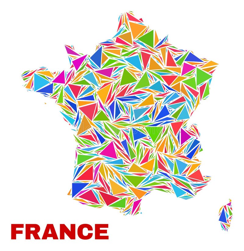 France Map - Mosaic of Color Triangles Stock Vector - Illustration of ...
