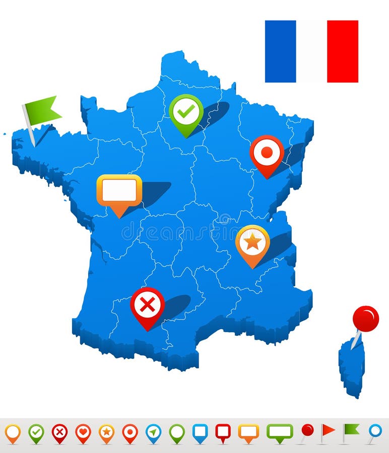 France Map and Navigation Icons - Vector Illustration. Stock Vector ...