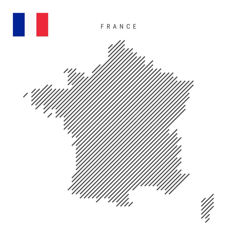 France Map from Pattern of Black Slanted Parallel Lines. Flat Vector ...