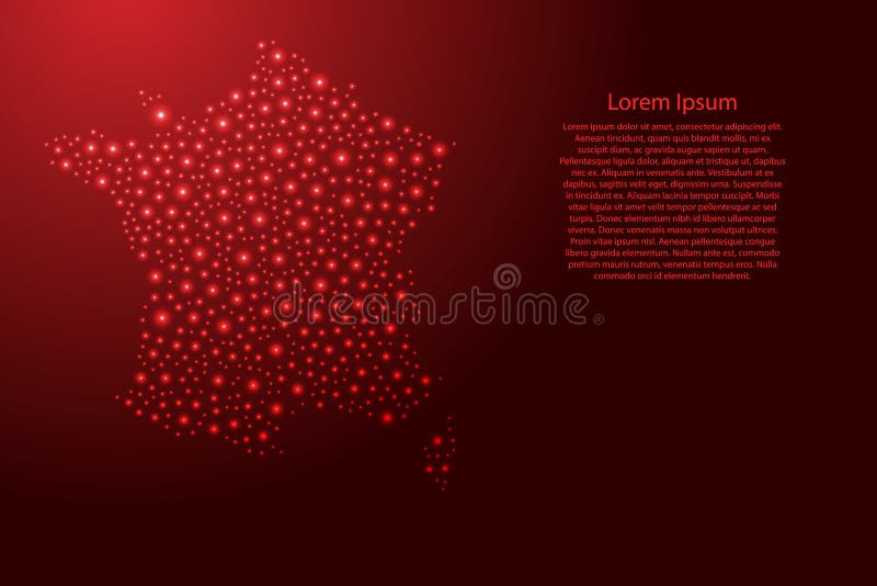 France Map from Red and Glowing Space Stars Abstract Concept Geometric ...