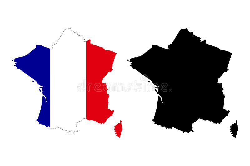 France Map Silhouette and Flag Representation Side by Side Stock Vector ...