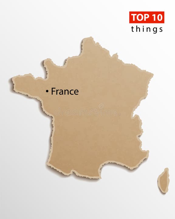 France Map Vector. French Maps Craft Paper Texture. Empty Template ...