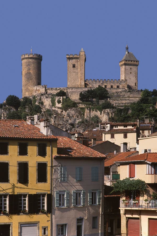 The Foix Castle in the Ariege Pyrenees Stock Photo - Image of fall ...