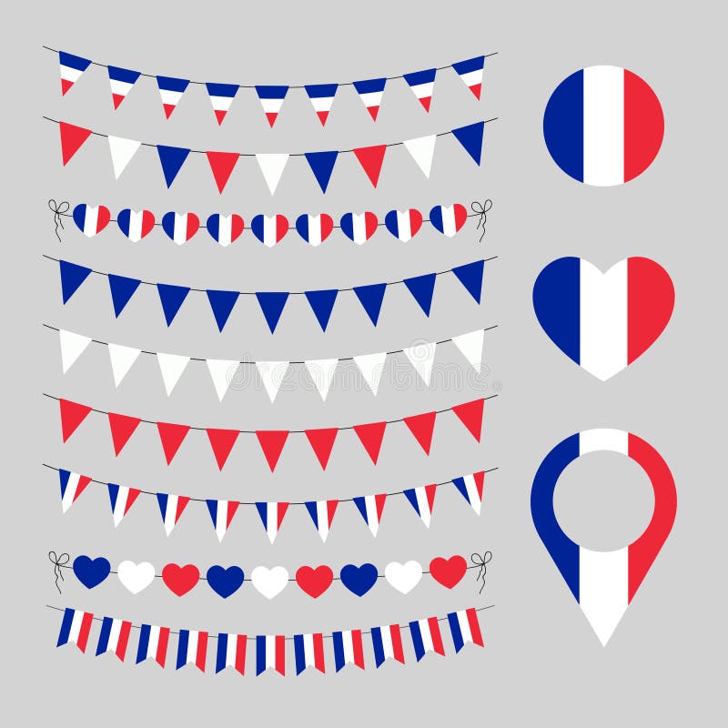 France National Day, Love France Decorative Symbols, Set of Vector ...