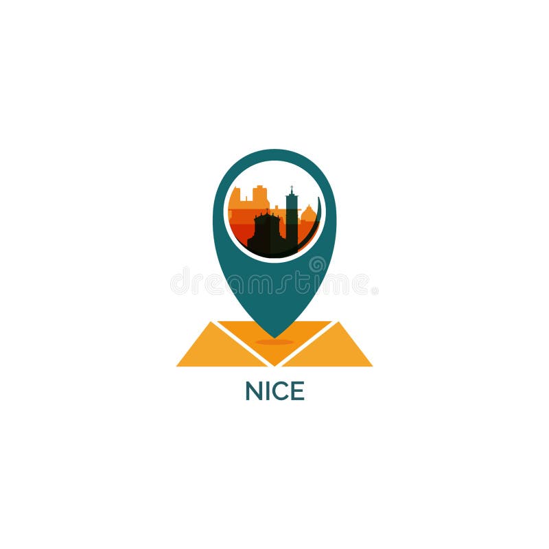 Nice City Skyline Silhouette Vector Logo Illustration Stock Vector ...