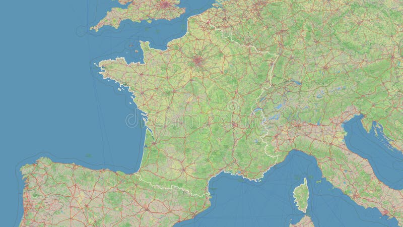 France Outlined. Topo German Stock Illustration - Illustration of ...