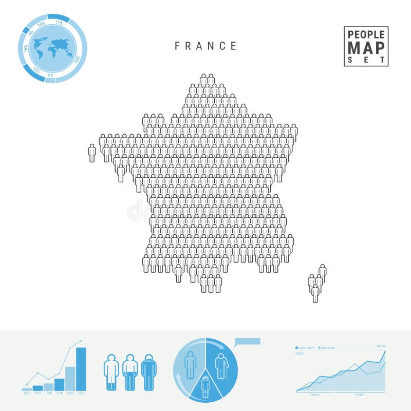 France People Icon Map. Stylized Vector Silhouette of France ...