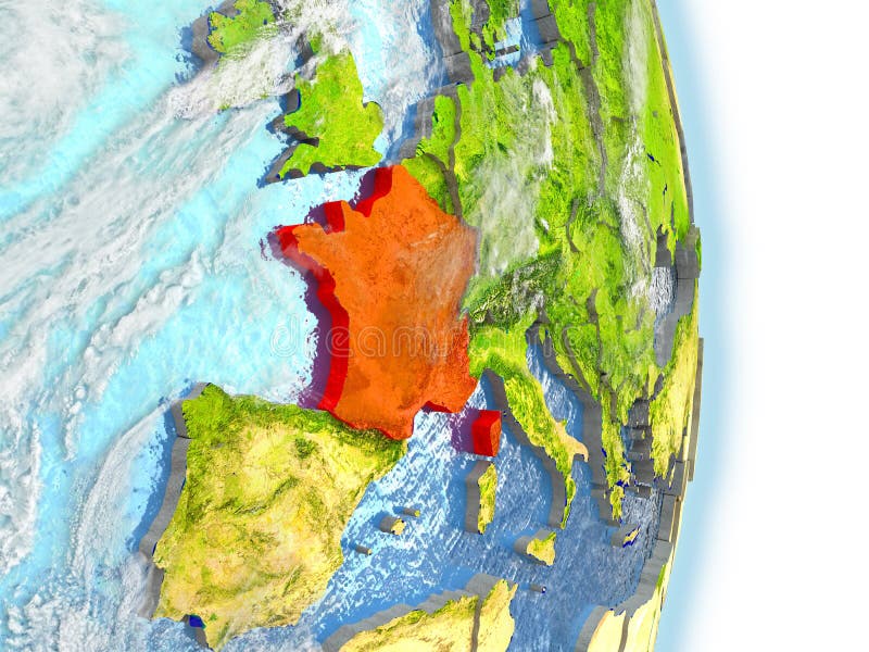 France in red on Earth stock illustration. Illustration of orbit - 86205127
