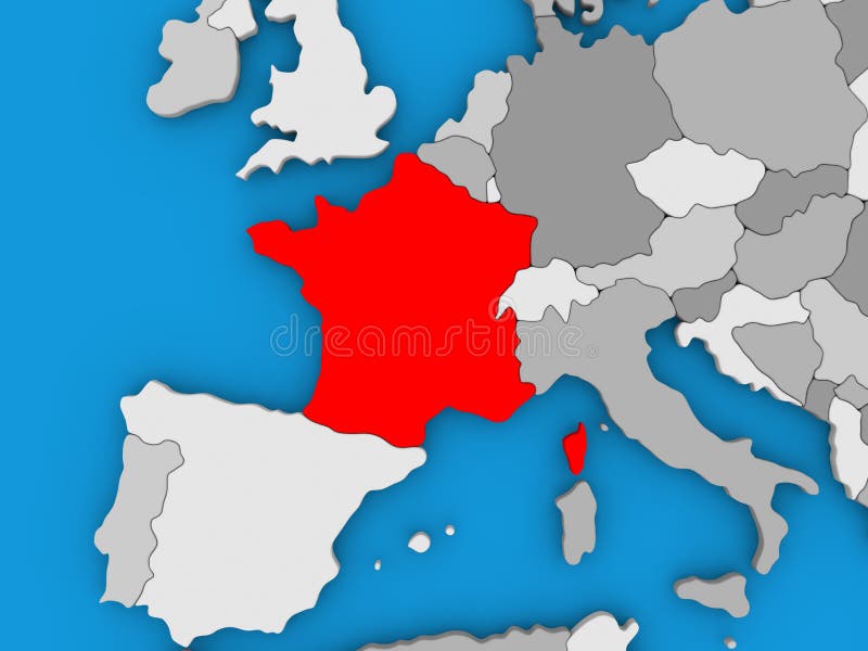 France in red on globe stock illustration. Illustration of republic ...