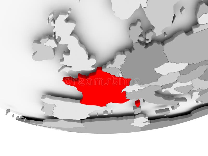 Map of France on Grey Political Globe Stock Illustration - Illustration ...