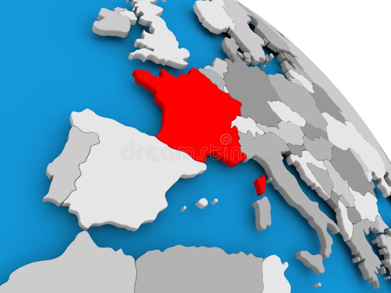 France in red on map stock illustration. Illustration of world - 99864766