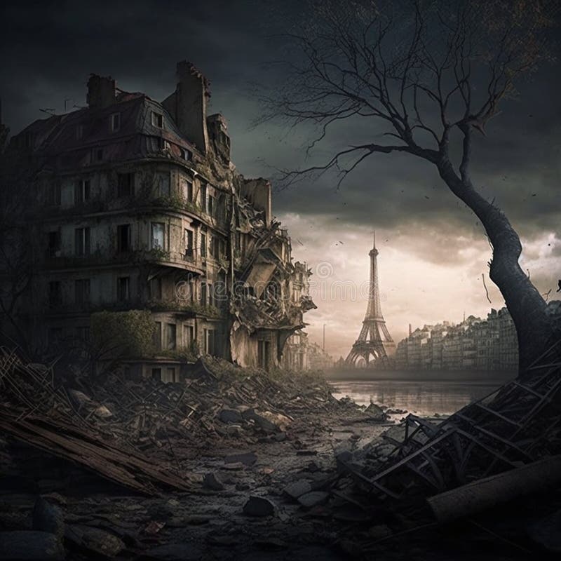 France in Ruins after a Devastating War, Apocalyptic Scenery. Generated ...
