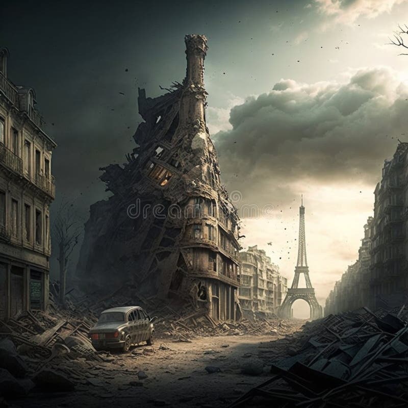 France in Ruins after a Devastating War, Apocalyptic Scenery. Generated ...