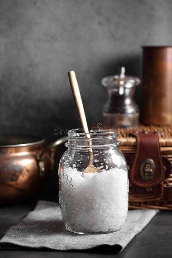 France Sea Salt in Glass Bottle on Kitchen Stock Photo - Image of ...