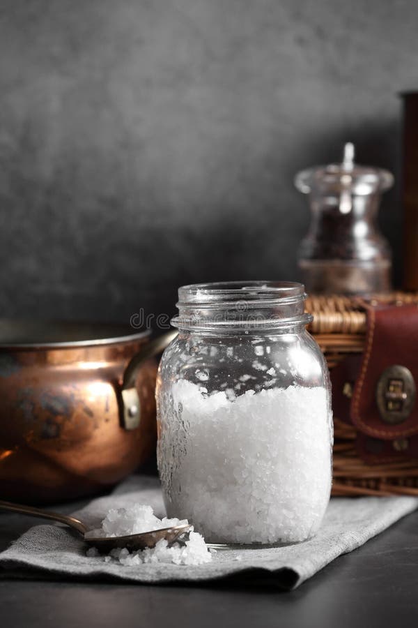 France Sea Salt in Glass Bottle on Kitchen Stock Image - Image of ...