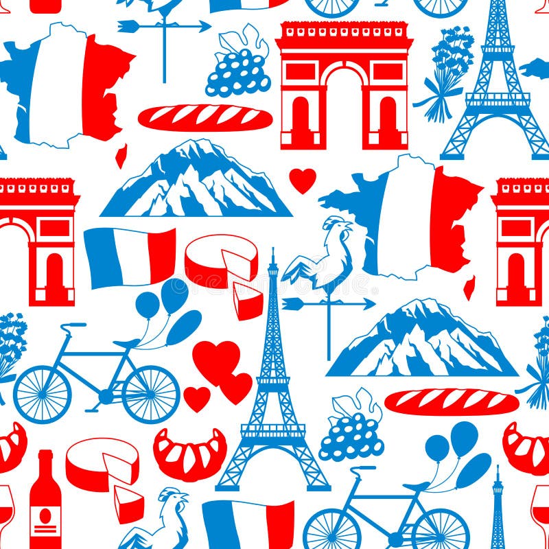 France seamless pattern. stock vector. Illustration of france - 121483929