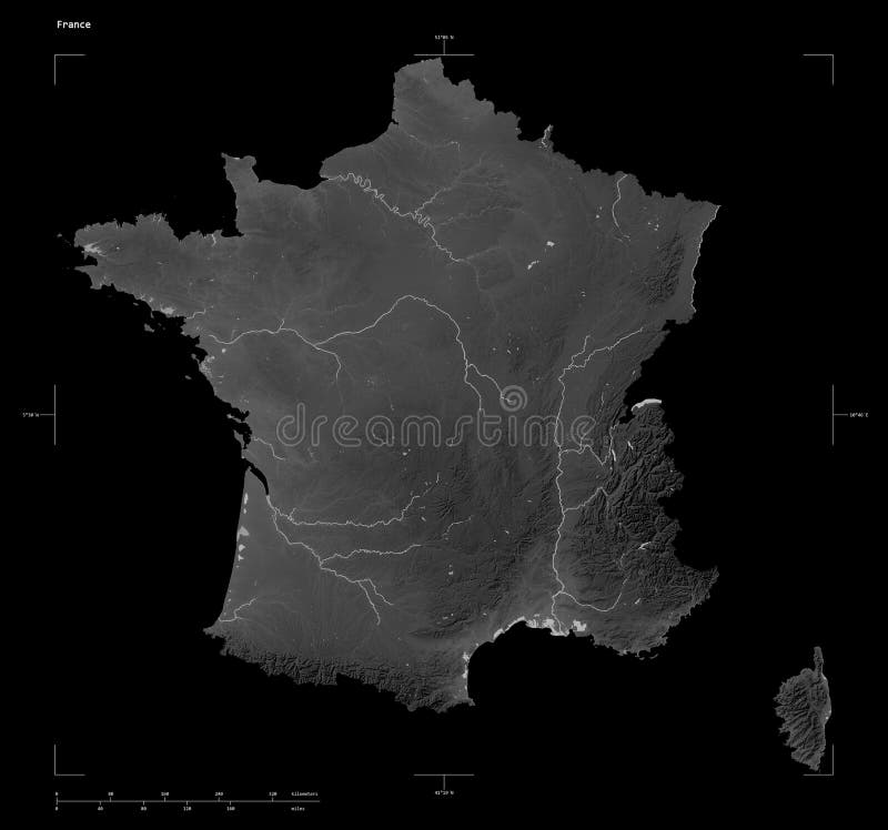 France Shape on Black. Grayscale Stock Illustration - Illustration of ...