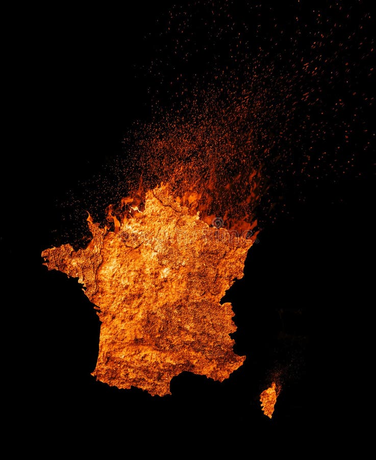 France Silhouette in Fire on Black Background Stock Illustration ...