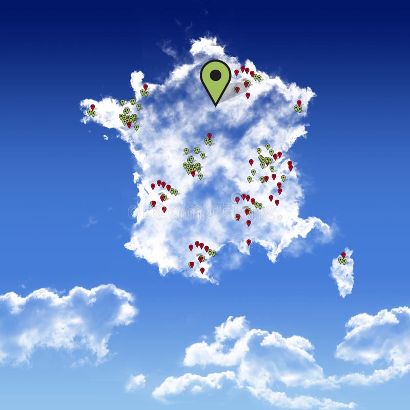 France Sky Map Icon in the Blue Sky Stock Illustration - Illustration ...