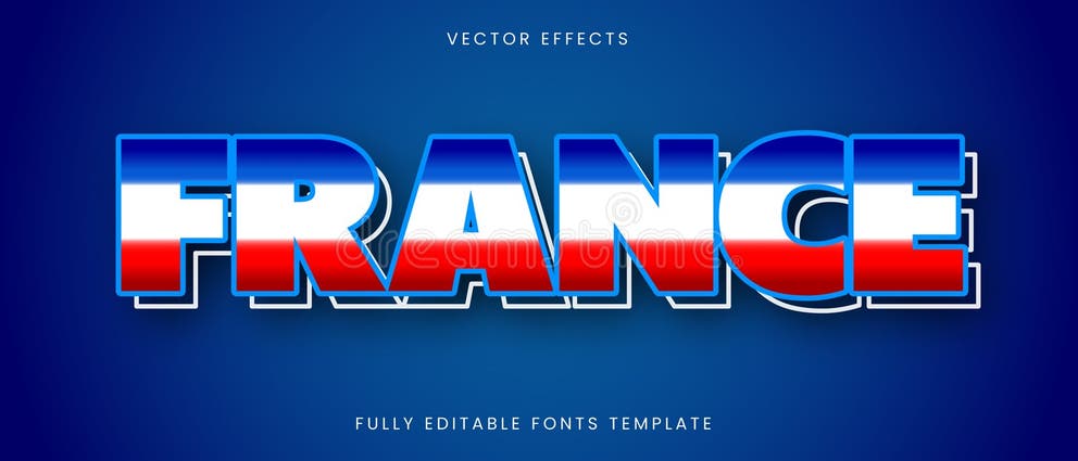 France Text Effects Vector - Editable Typography Design Stock Vector ...