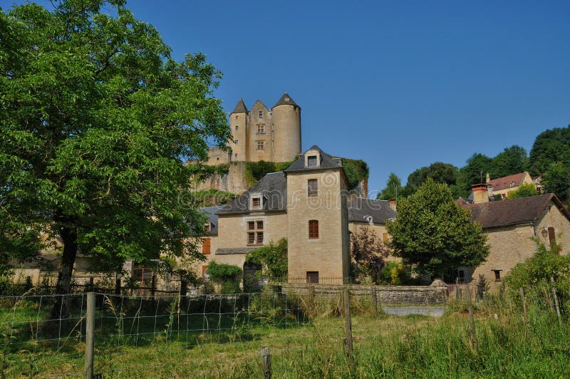 Castle of Salignac in France Stock Image - Image of francen, stone ...