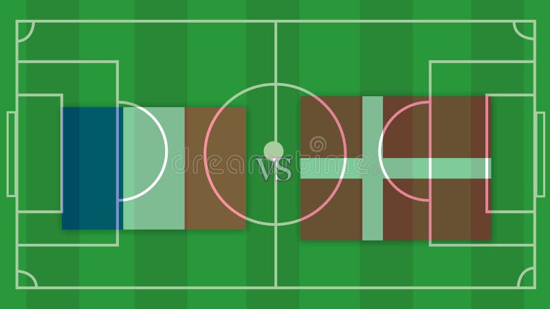 France Vs Denmark Football Match Design Element on Football Field ...