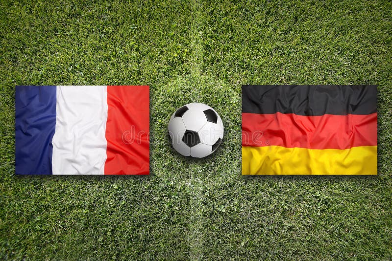 France Vs. Germany Flags on Soccer Field Stock Photo - Image of ...