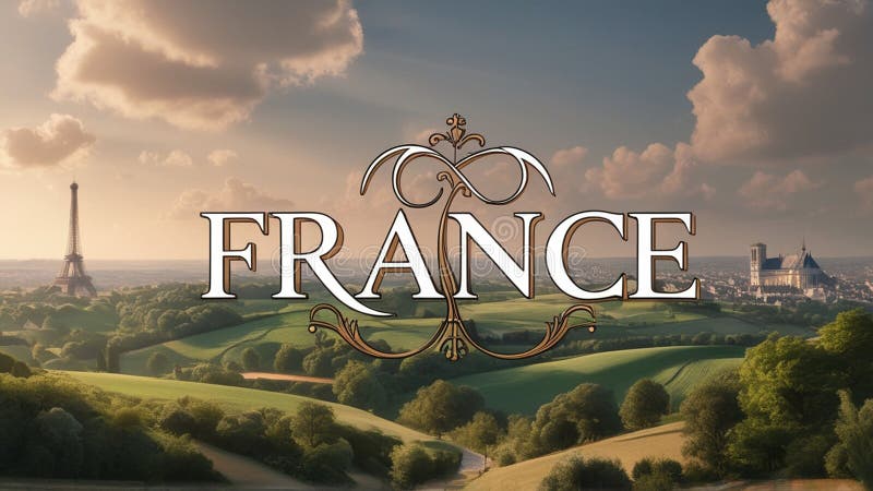 FRANCE Word with Eiffel Tower and Eiffel Tower in the Background Stock ...