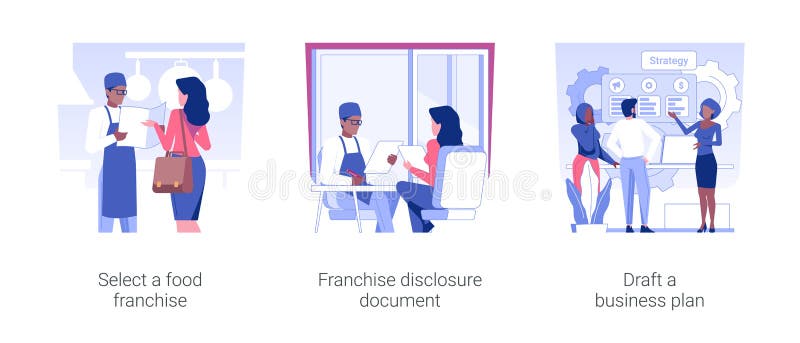 Franchise in Food Business Isolated Concept Vector Illustrations. Stock ...