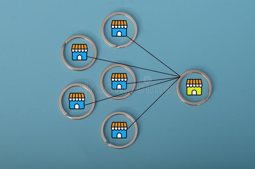 Franchise Growth Model with Centralized Business Network Stock Image ...