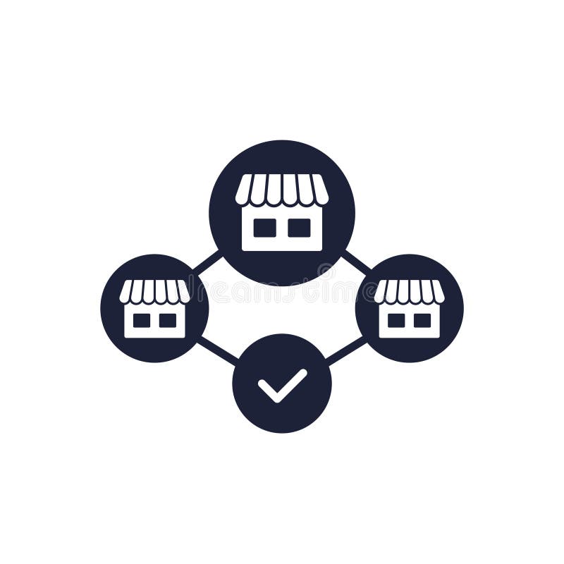 Franchise Icon with Shops on White Stock Vector - Illustration of ...