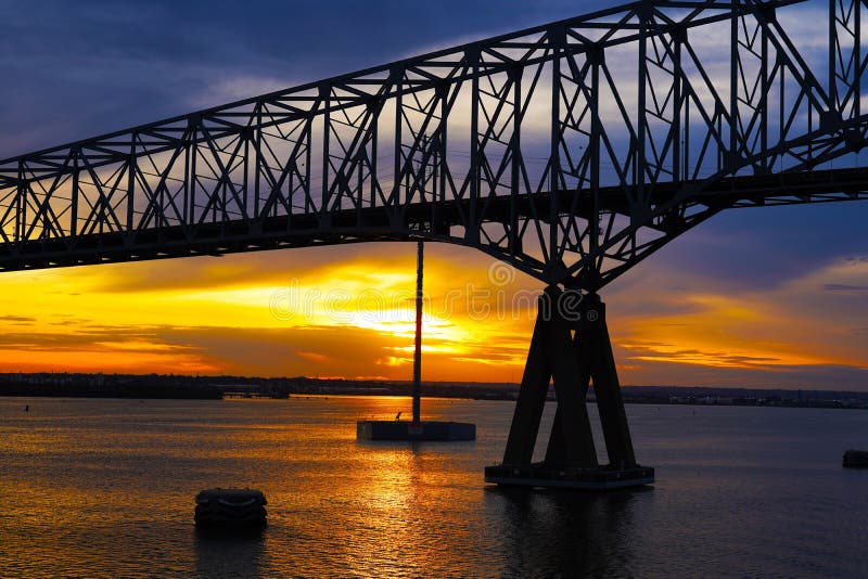 Francis Scott Key Bridge at Sunset, US Stock Image - Image of ...
