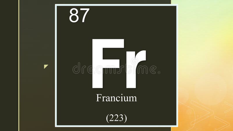 Francium Chemical Element Symbol on Black Yellow Solid and Gradient ...