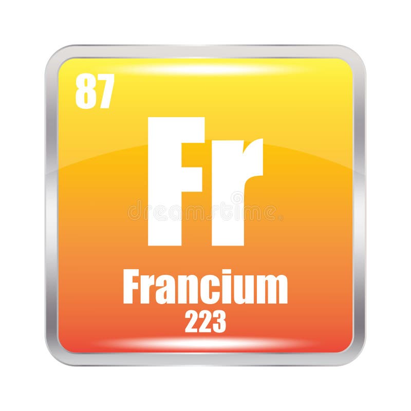 Francium Icon. Fr Chemical Element. Atomic Number 87. Mass 223. Orange ...
