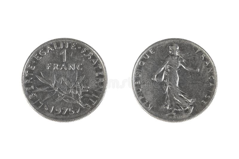 Dos Monedas Francas Francesas Aisladas Sobre Fondo Blanco Foto de ...