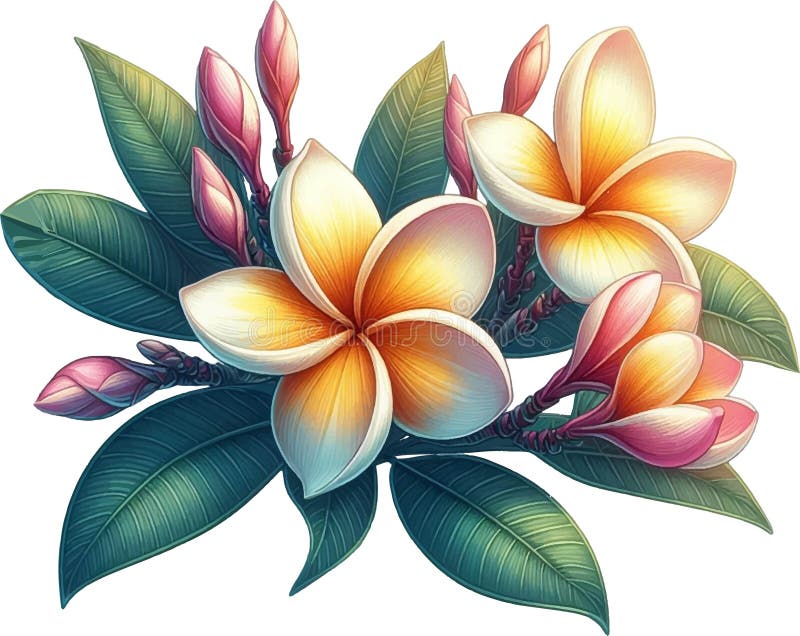 Frangipani Flower Bundle Vector Illustration Stock Vector ...