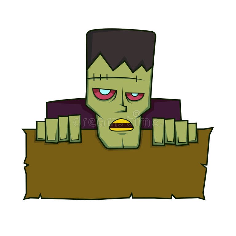 Frankenstein Holding a Blank Sign Stock Vector - Illustration of ...